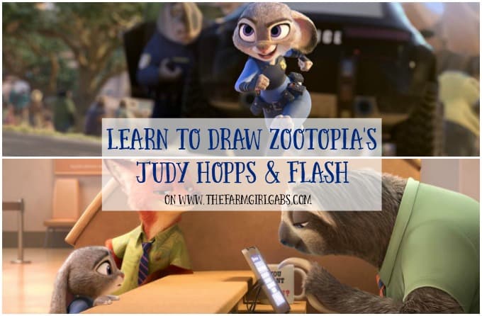 Learn To Draw Judy Hopps And Flash from Zootopia - The Farm Girl Gabs®