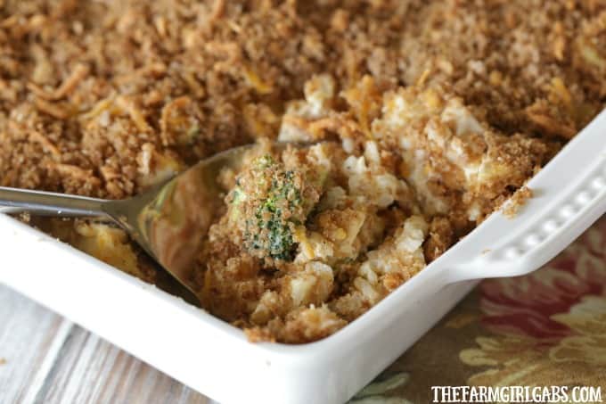 Cheesy Chicken Broccoli Ranch Casserole - The Farm Girl Gabs®