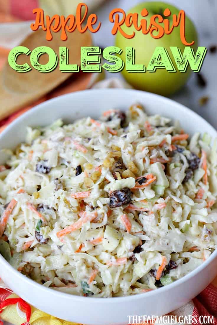 Homemade Apple Raisin Coleslaw - The Farm Girl Gabs®