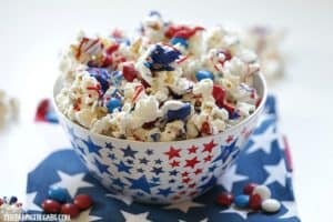 Patriotic White Chocolate Popcorn | The Farm Girl Gabs®