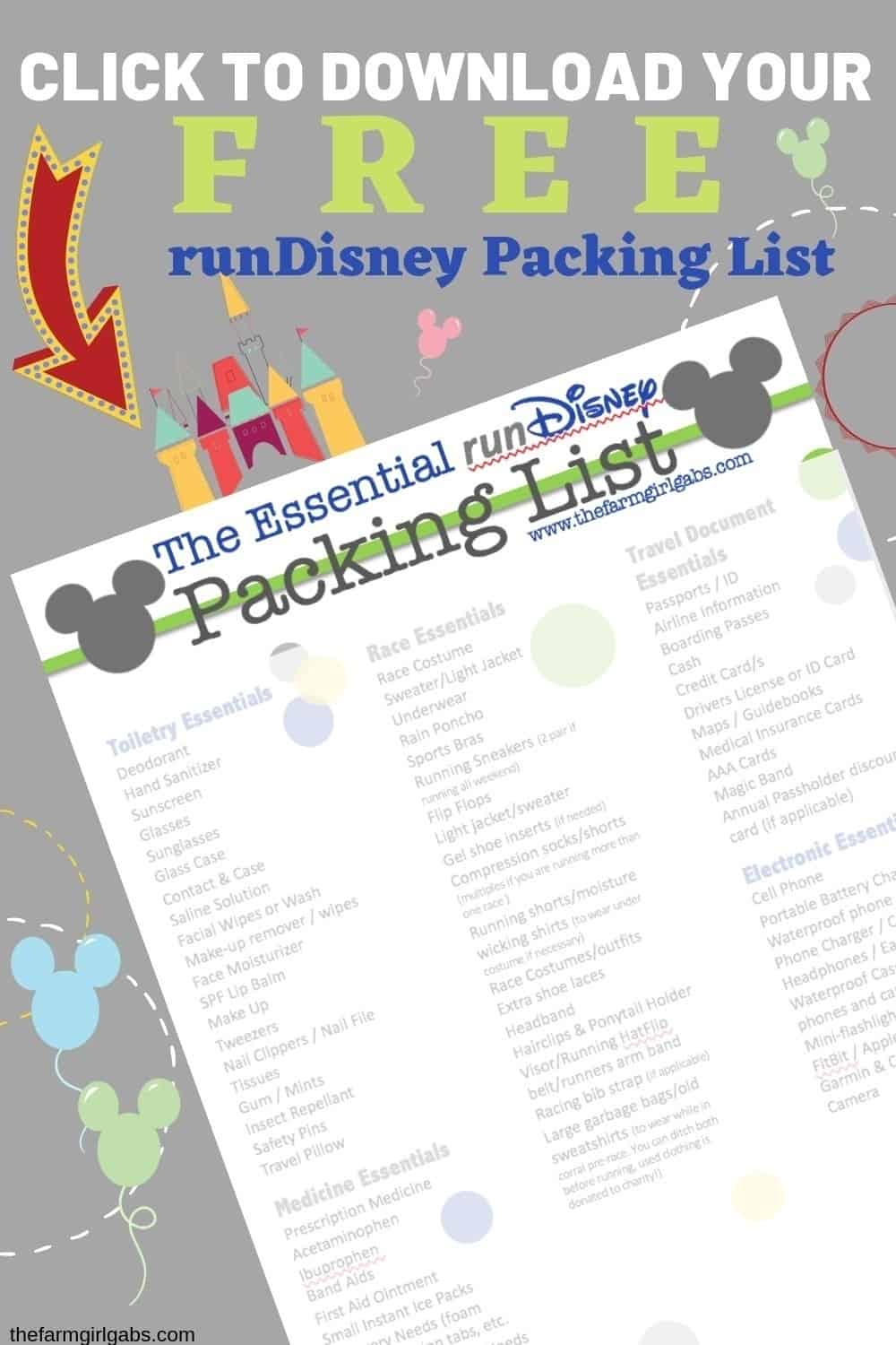 Free Printable runDisney Packing List - The Farm Girl Gabs®