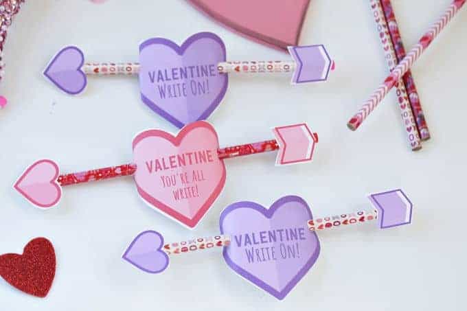 Printable Valentine Pencil Flags