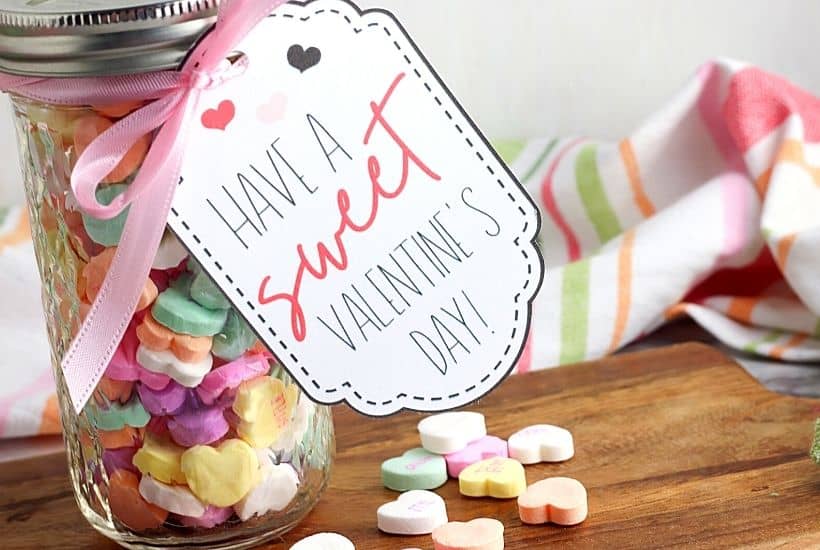 Mason Jar Valentines With Printable Valentine Gift Tags - The Farm Girl ...