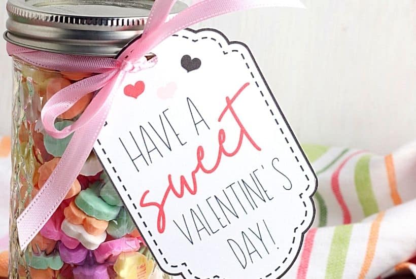 Mason Jar Valentines With Printable Valentine Gift Tags - The Farm Girl ...