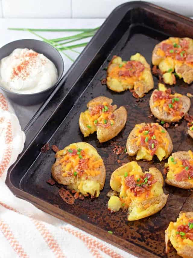 Bacon Cheddar Smashed Potatoes Story - The Farm Girl Gabs®