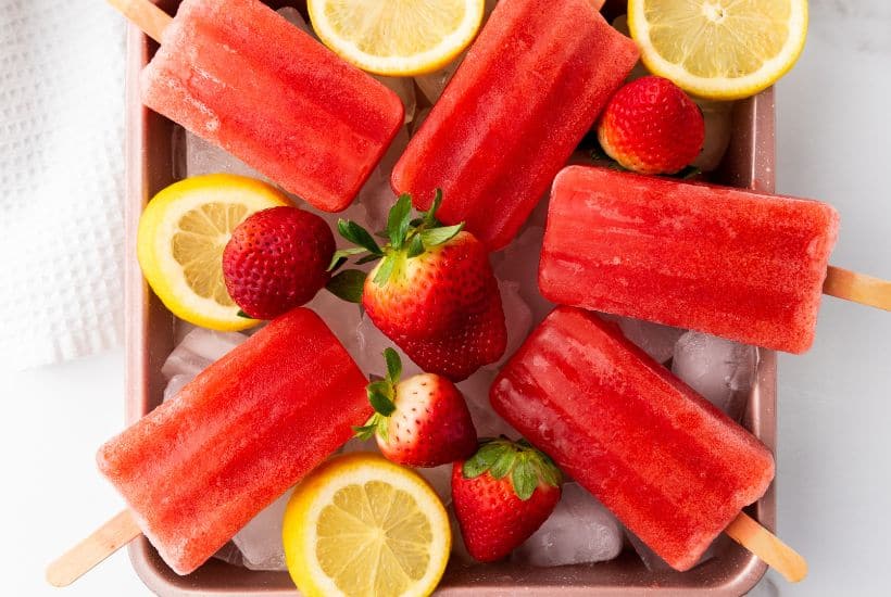 Homemade Strawberry Lemon Popsicles - The Farm Girl Gabs®